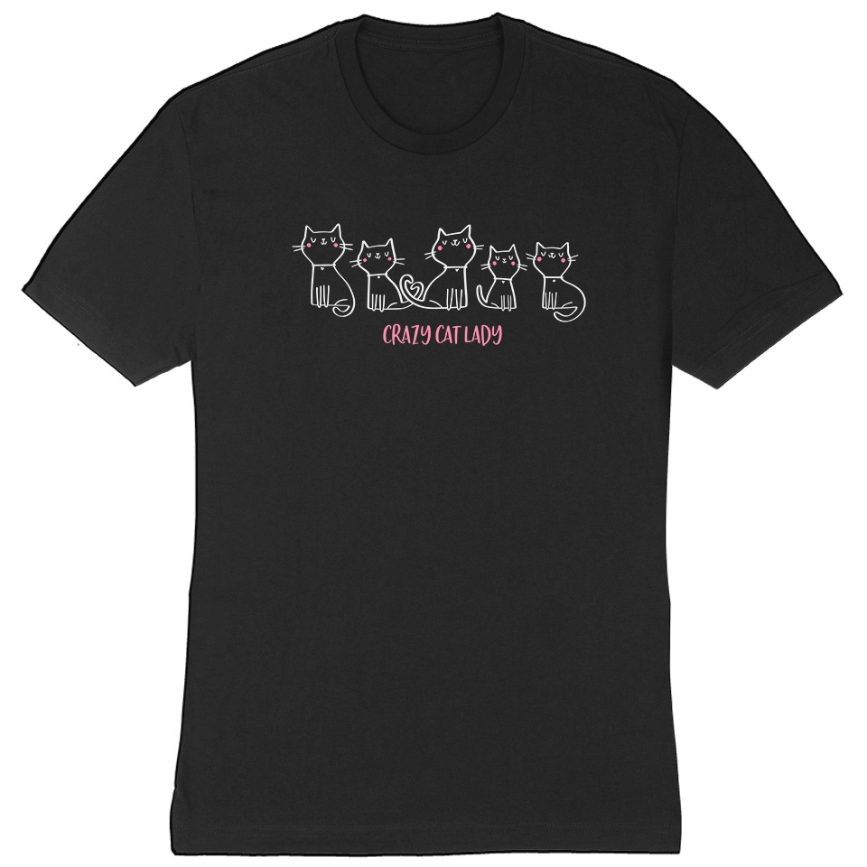 Crazy Cat Lady Standard Tee Black IHeartCats