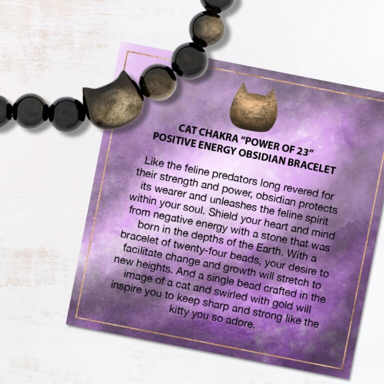 Black Cat Chakra "Power of 23" Positive Energy Golden Obsidian Bracelet ...