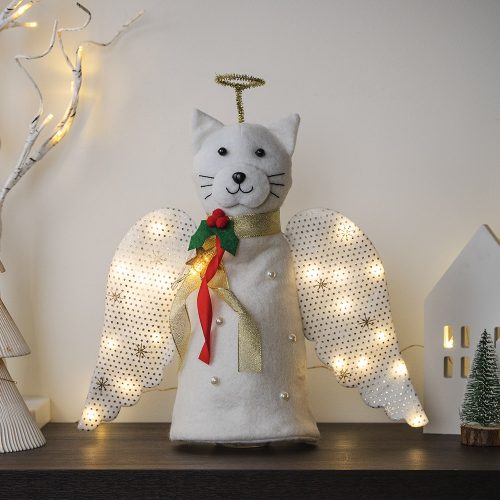 A ‘Christmas Miracle’ Angel Cat Tree Topper with Golden Sparkle Lighted ...