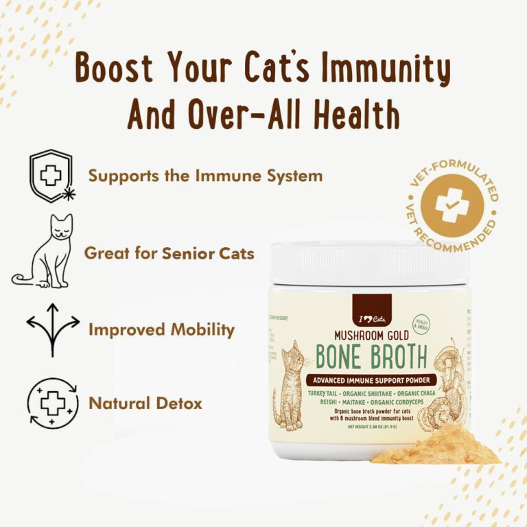 iHeartCats Bone Broth Mushroom For Cats Immune Support Powder - 90 ...
