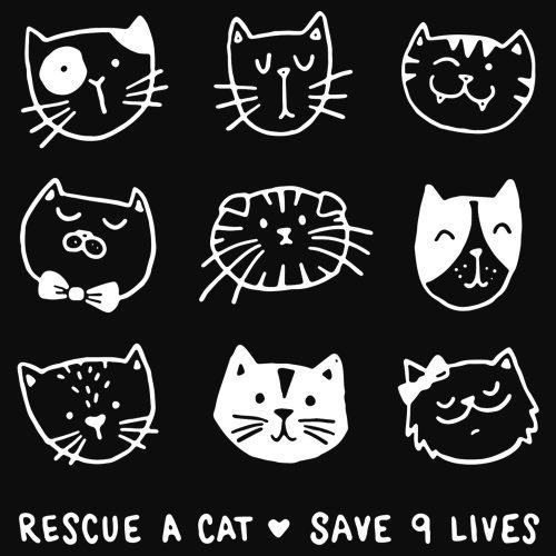 Rescue A Cat, Save 9 Lives Standard Tee Black - iHeartCats.com