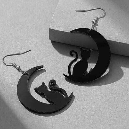 Kitties Sitting On The Midnight Moons Dangle Earring- Gifts for Cat Mom ...