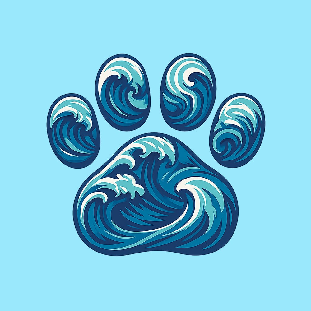 Comfort Colors Paw Wave Vintage Washed Tee - Blue Lagoon - iHeartCats.com