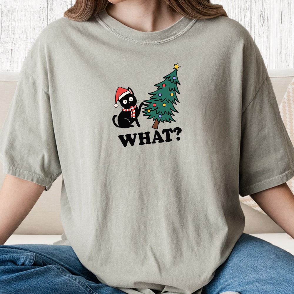 Comfort Colors Christmas Trouble Kitty Vintage Washed Tee - Sandstone ...