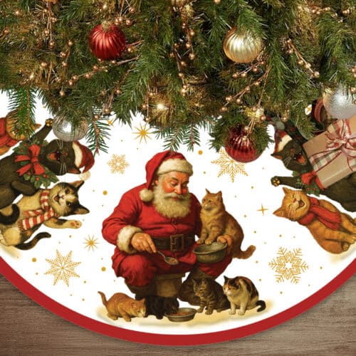 Santa’s Light Of Hope for Cats Christmas Tree Skirt – 48″ Holiday Decor ...