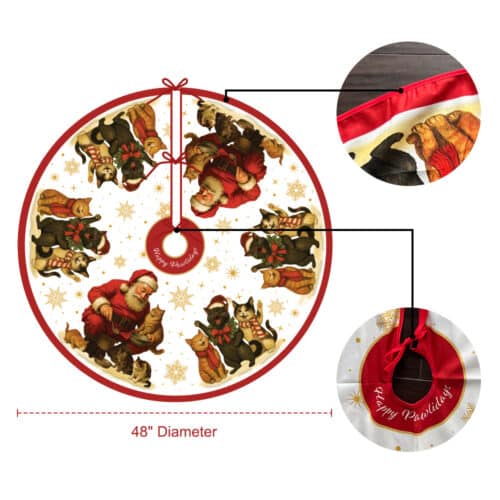 Santa’s Light Of Hope for Cats Christmas Tree Skirt – 48″ Holiday Decor ...