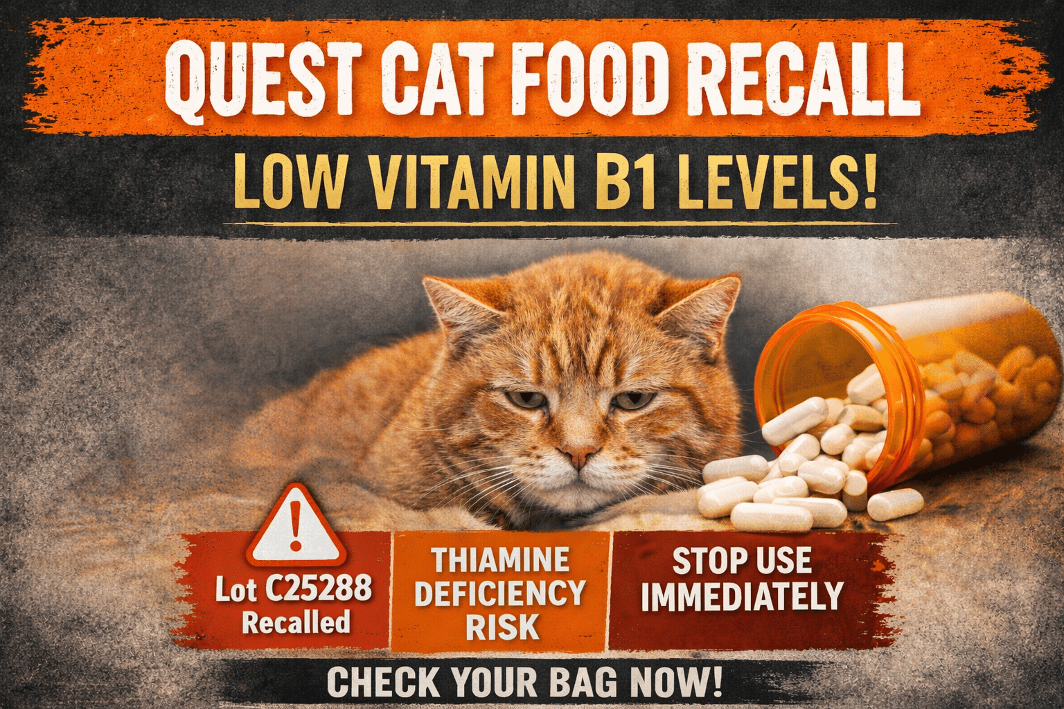 RECALL ALERT: Quest Cat Food Recall Issued Over Low Vitamin B1 Levels